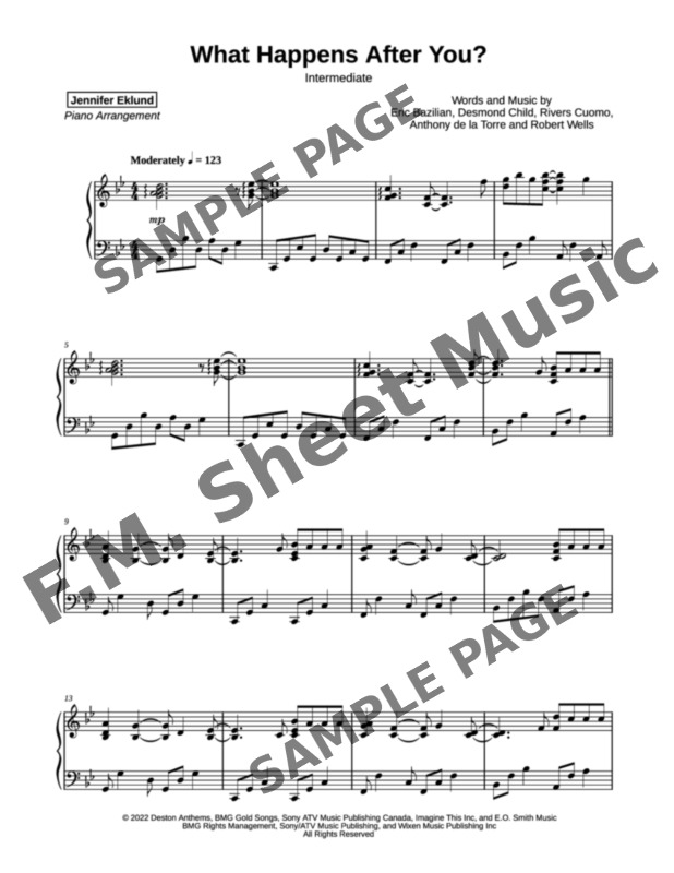 What Happens After You? (Intermediate Piano) By Weezer - F.M. Sheet Music - Pop Arrangements by ...
